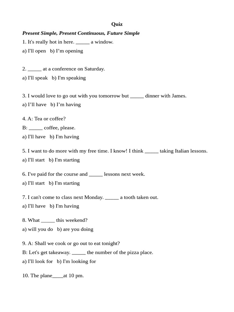 Quiz Future | PDF