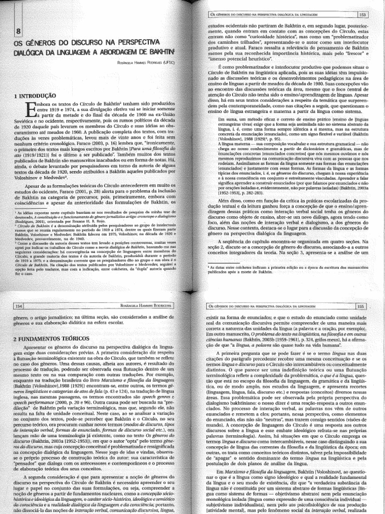 Capítulo de Livro - Os Gêneros Do Discurso Na Perspectiva Dialógica Da Linguagem | PDF