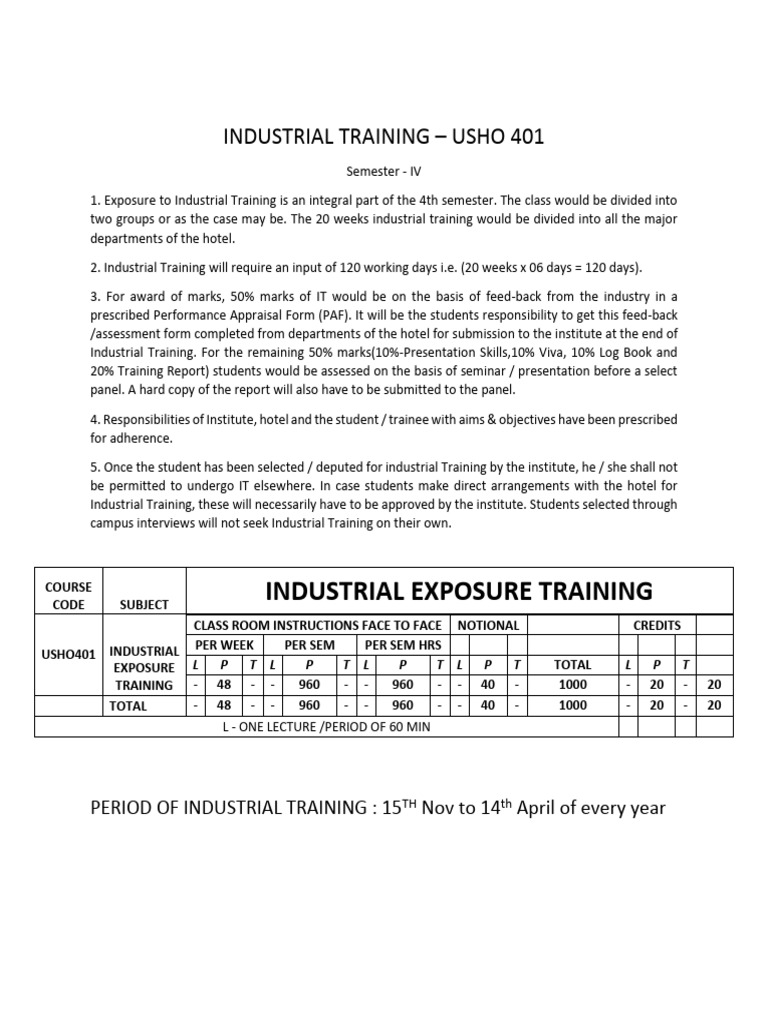 5 Internship and Industrial Training 221218 | PDF | Hospitality ...