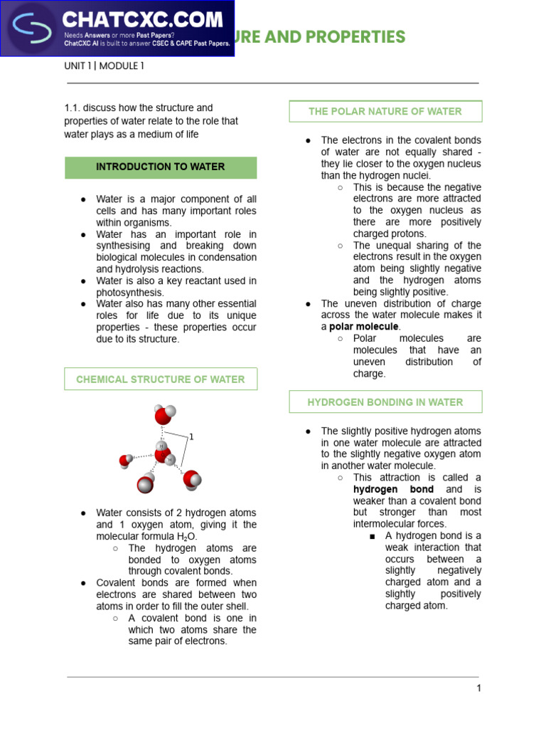 Water Its Structure and Properties-6374A | PDF | Water | Properties Of ...
