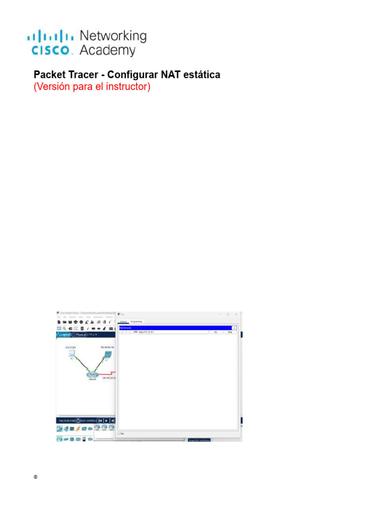 Configurar NAT Estática en Packet Tracer | PDF | Protocolos de internet ...