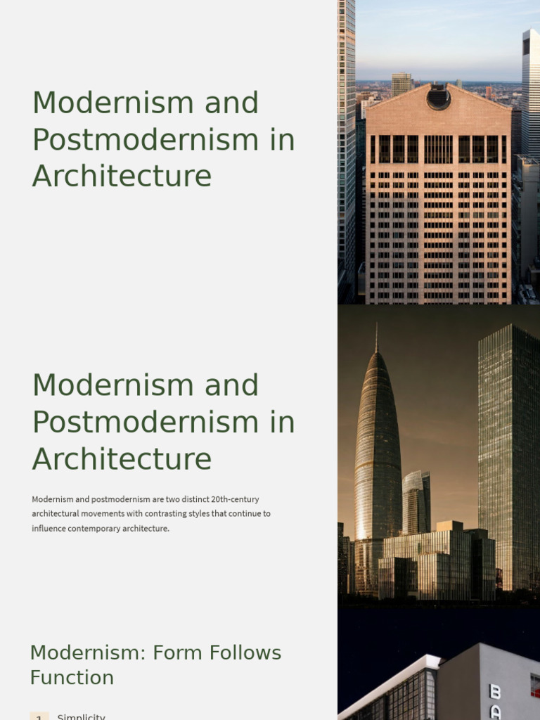 Modernism vs. Postmodernism in Architecture | PDF | Modernism | Design
