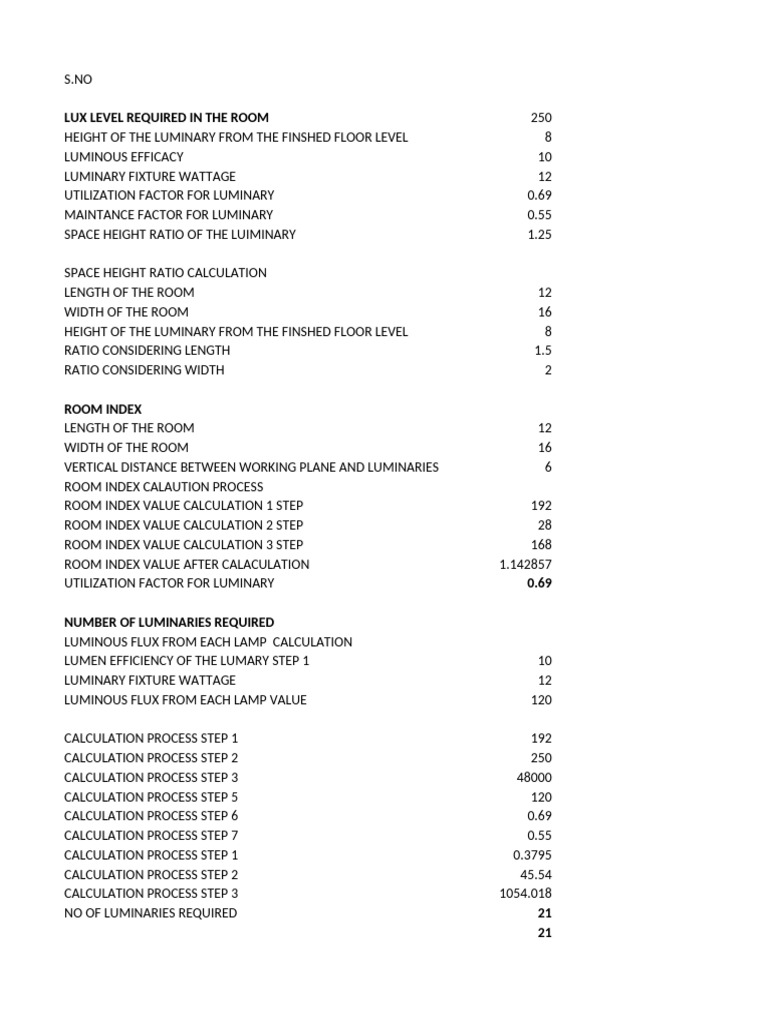 Lighting Calculation | PDF | Lighting | Interior Design