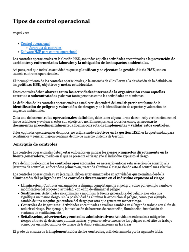 Tipos de Control Operacional | PDF | Riesgo | Software