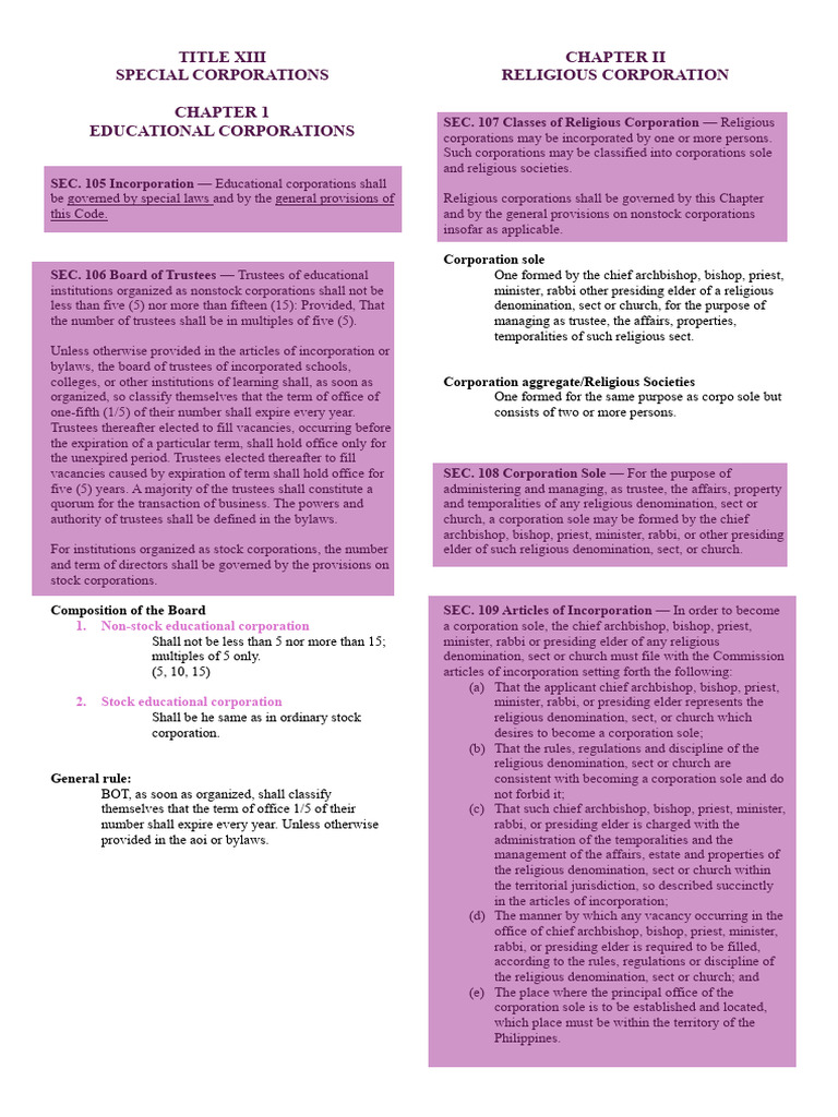 Corpo Code — TITLE XIII | PDF | Corporations | Notary Public