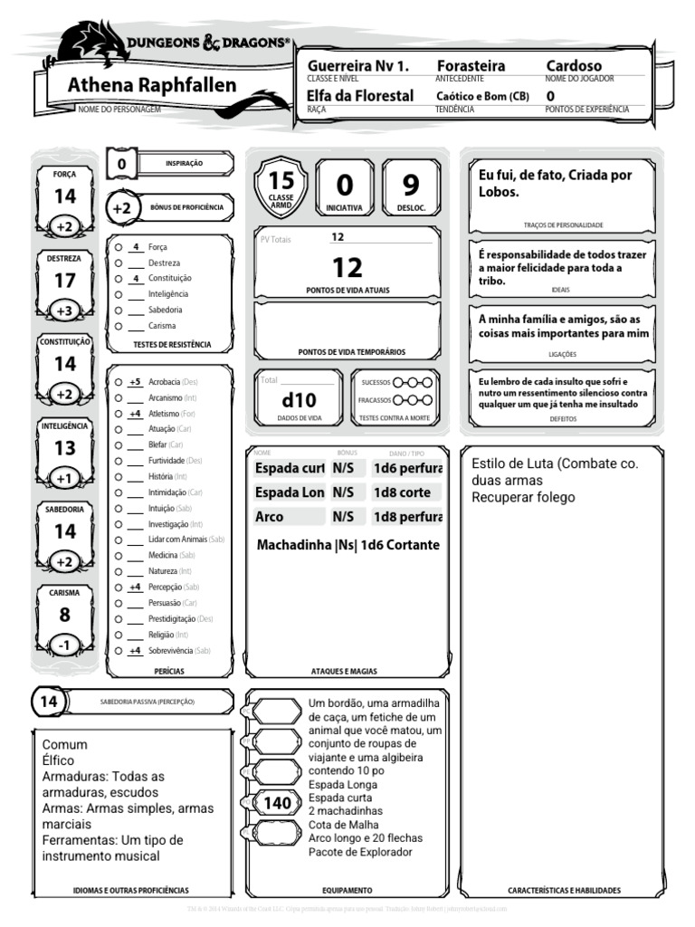 Ficha Da Athena | PDF | Atena