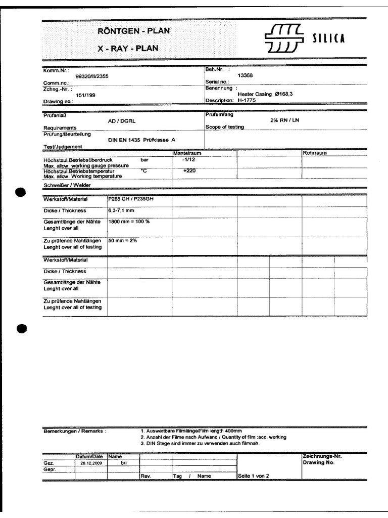 X-Ray-plan and Radiographic Test Report - 0 | PDF