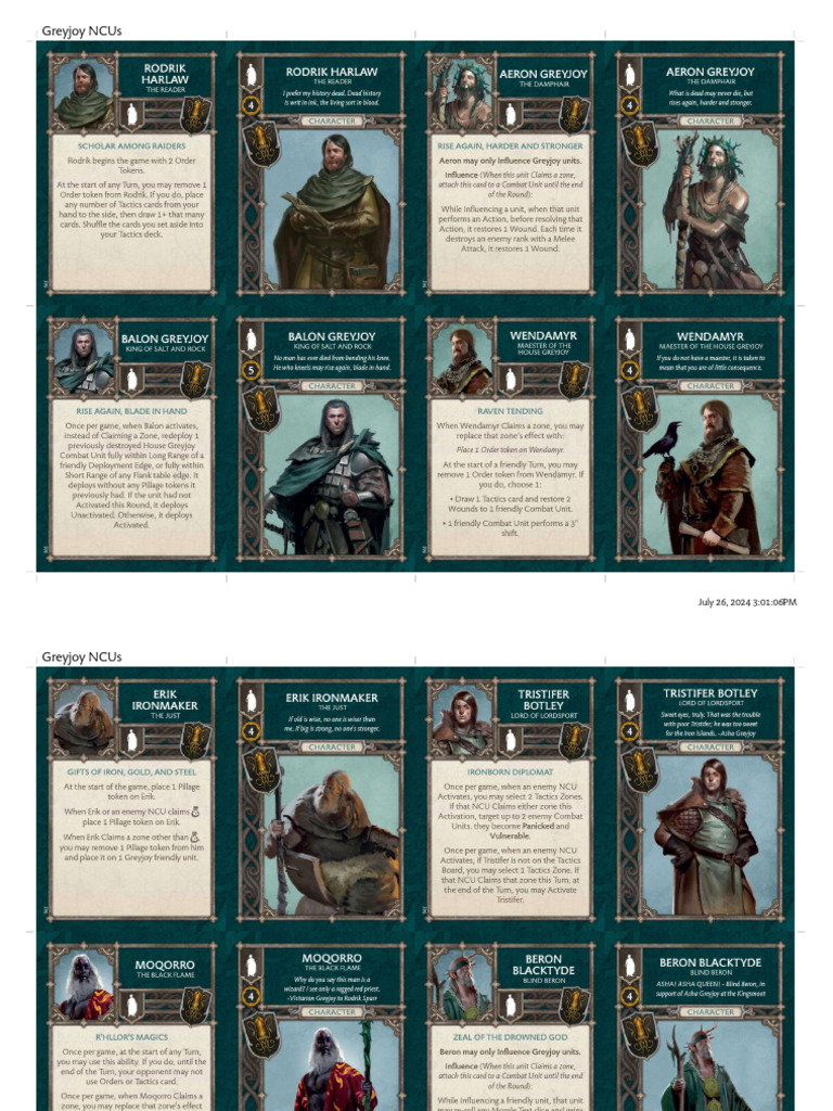S05 All Greyjoy Cards | PDF