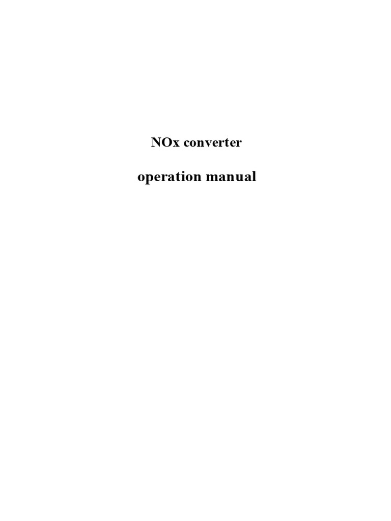 NOx Converter Operation Guide | PDF | Catalysis | Temperature