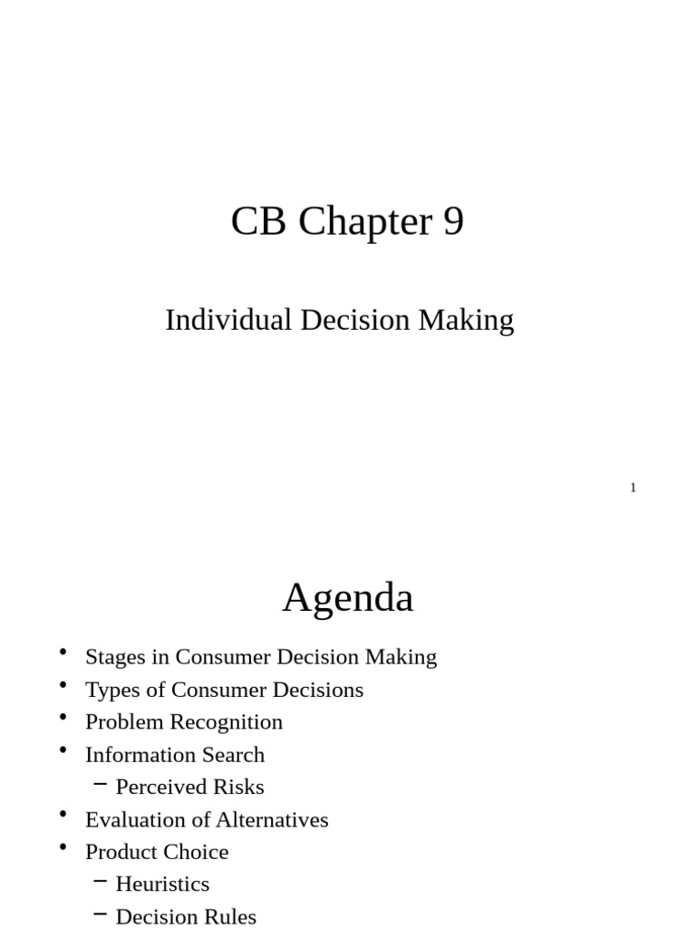 Chapter 9 Individual Decision Making Remote | PDF | Decision Making | Risk