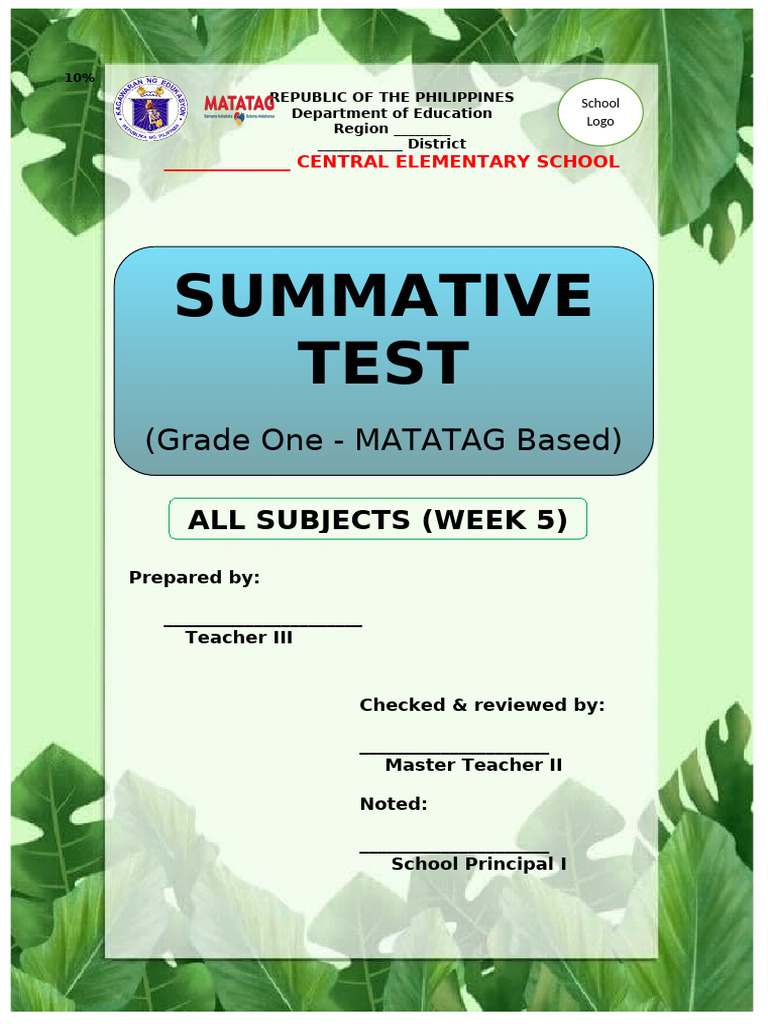 q2w5 Summative Test With Tos Ak All Subjects | PDF