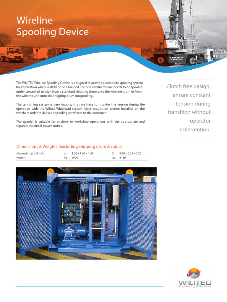 wireline-spooler-datasheet-highres | PDF | Equipment | Manufactured Goods