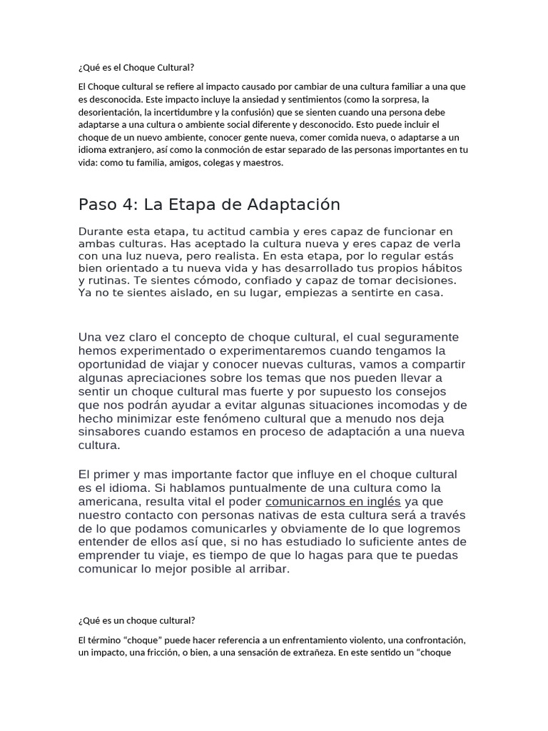 Qué Es El Choque Cultural | PDF | Comunicación | Sociedad