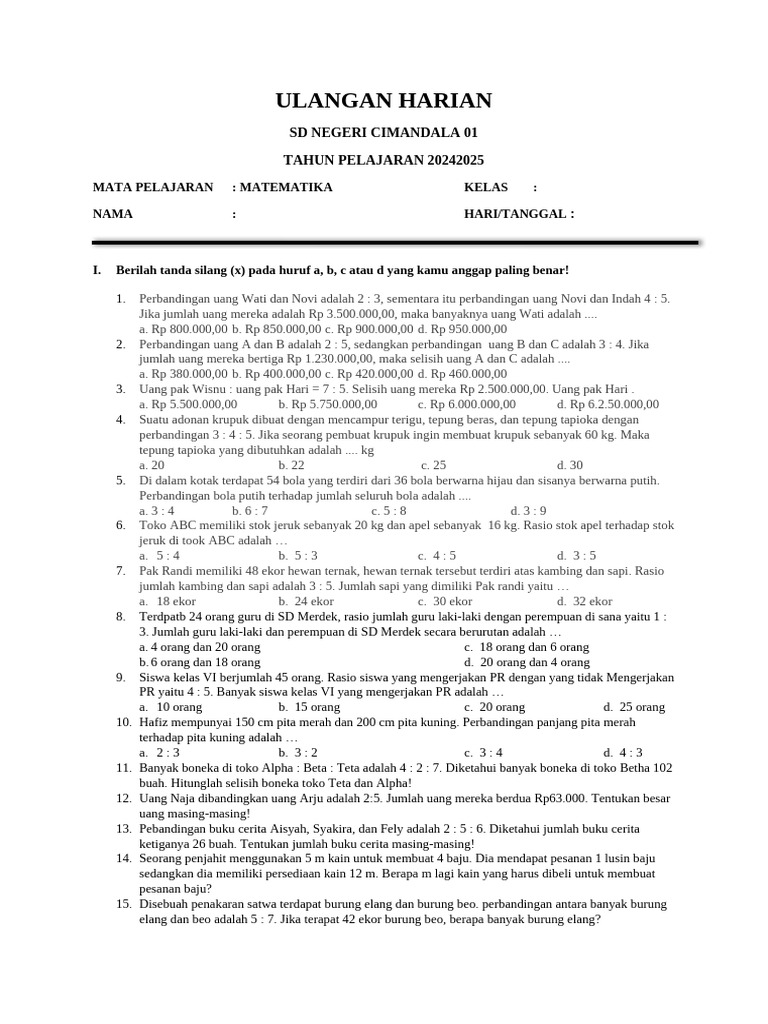 Ulhar Matematika Rasio | PDF