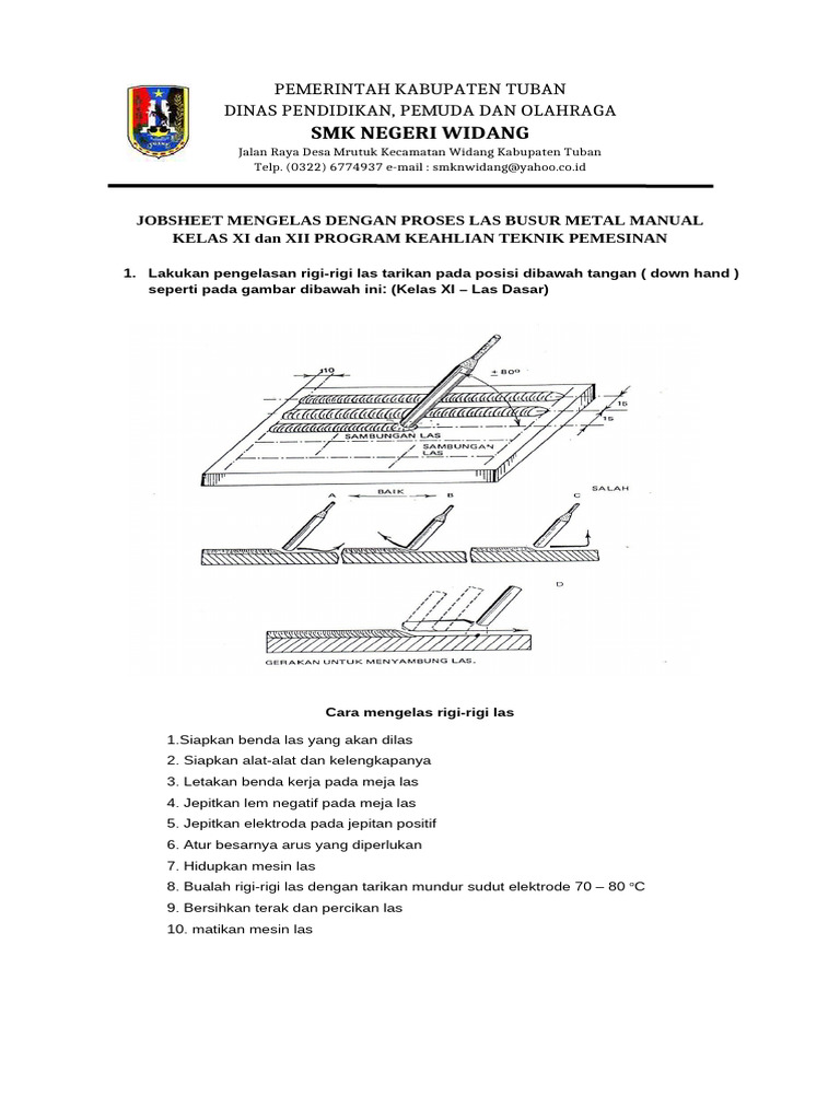 Jobsheet Pengelasan Las Busur Manual | PDF