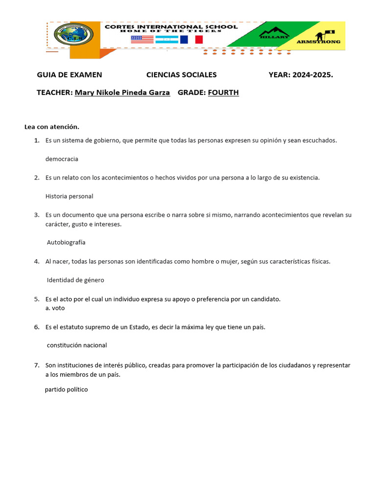 Guia Ciencias Sociales 4TH | PDF