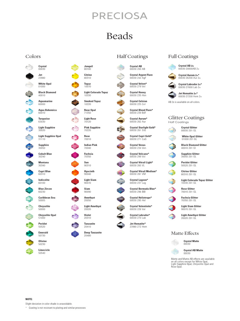 Beads_color_chart_2023 | PDF | Jewellery Components | Gemstone