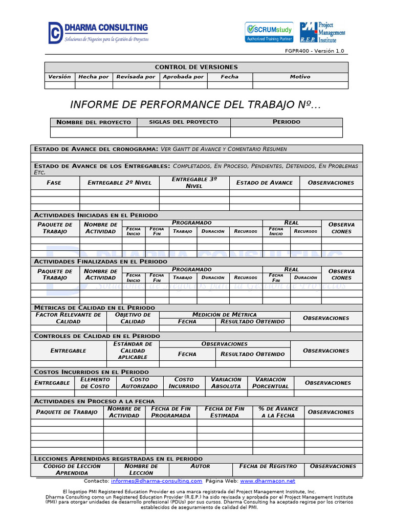 FGPR - 400 - 06 - Informe de Performance Del Trabajo | PDF | Informática
