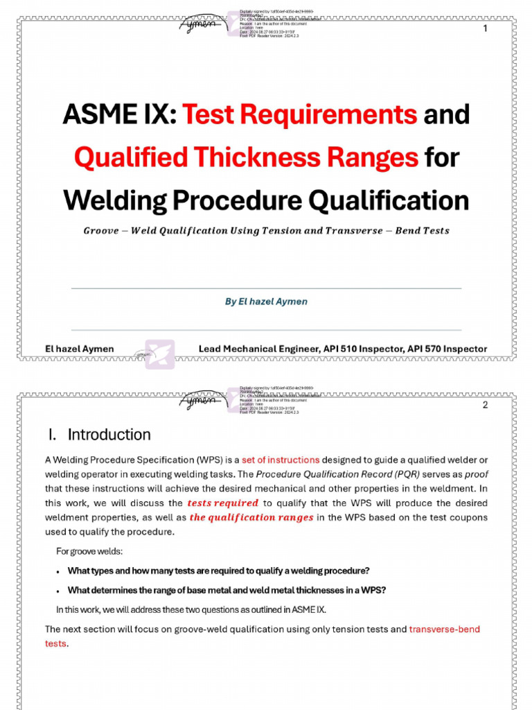 ASME IX - Test Requirements and Qualified Thickness Ranges | PDF