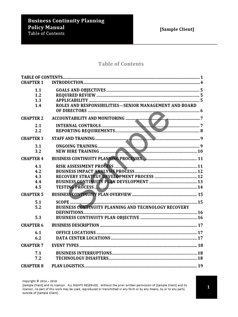 Business_Continuity_Planning_Policy_Manual_Sample_Pages | PDF | Risk | Risk Assessment