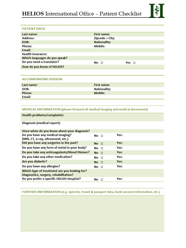 HIO Patient Checklist | PDF