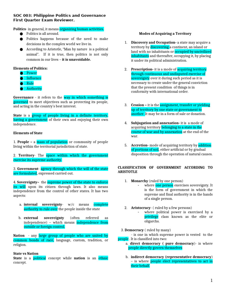 PolGov | PDF | Power (Social And Political) | Constitution