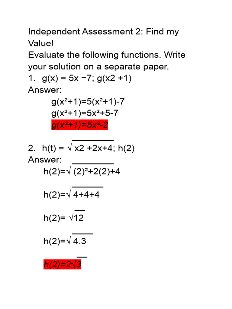 Independent Assessment 2- Find my Value | PDF