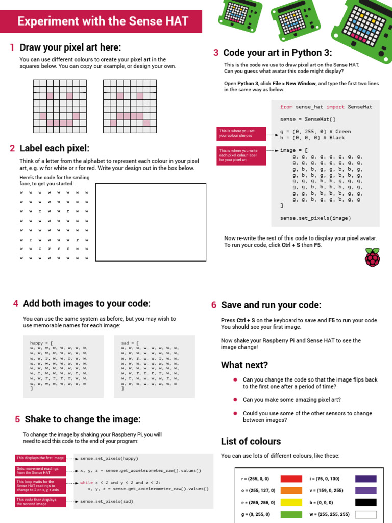 Sense HAT Worksheet Digital | PDF | Pixel | Computing