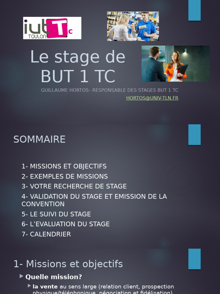 Guide du Stage BUT 1 TC 2024 | PDF | Business | Économie d'entreprise