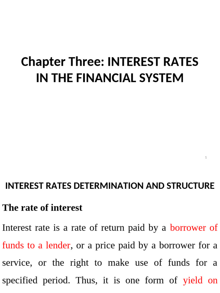 Chapter Three Interest Rates in The Financial System | PDF | Interest ...