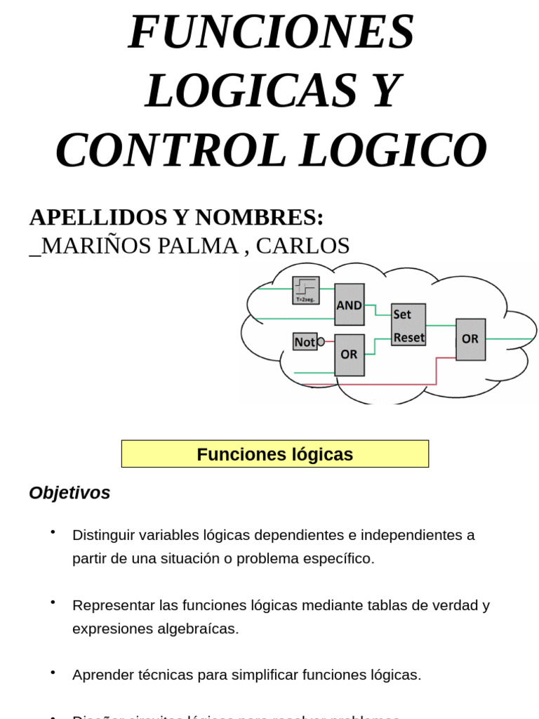 Funciones Lógicas y Control Lógico | PDF | Puerta lógica | Matemáticas