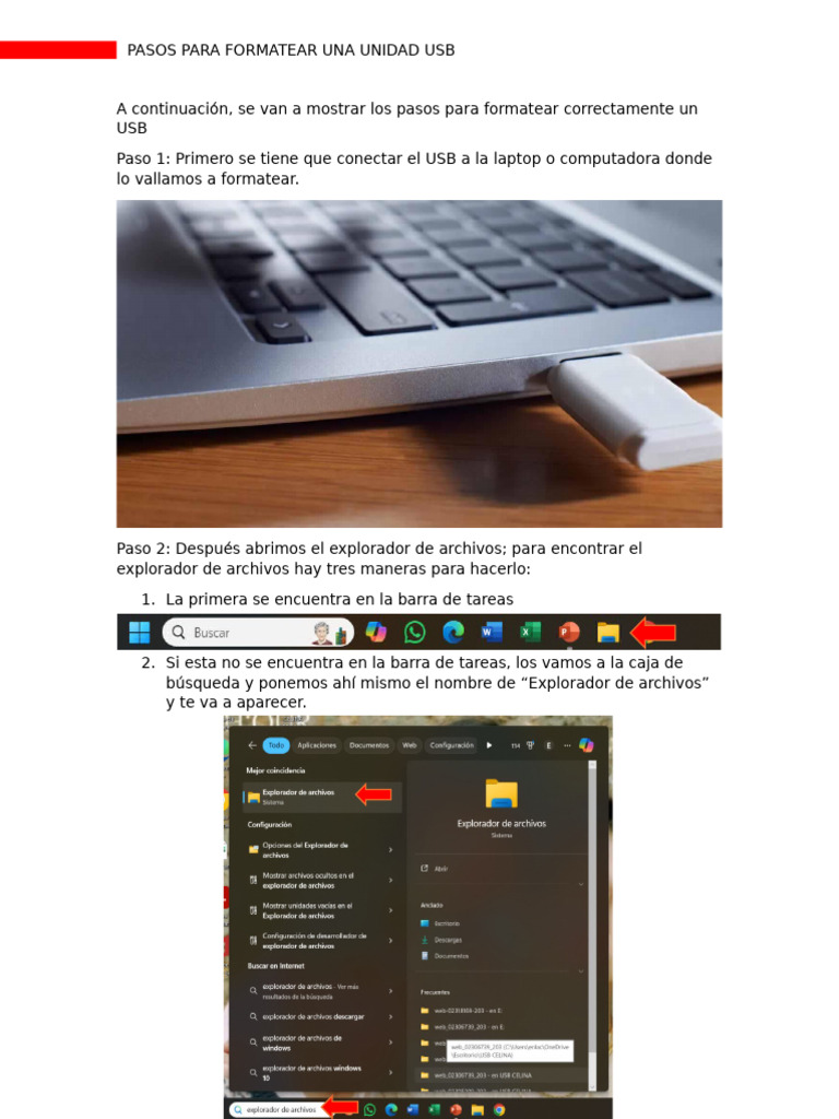 Formatear USB: Guía Paso a Paso | PDF | Windows 10 | Archivo de computadora