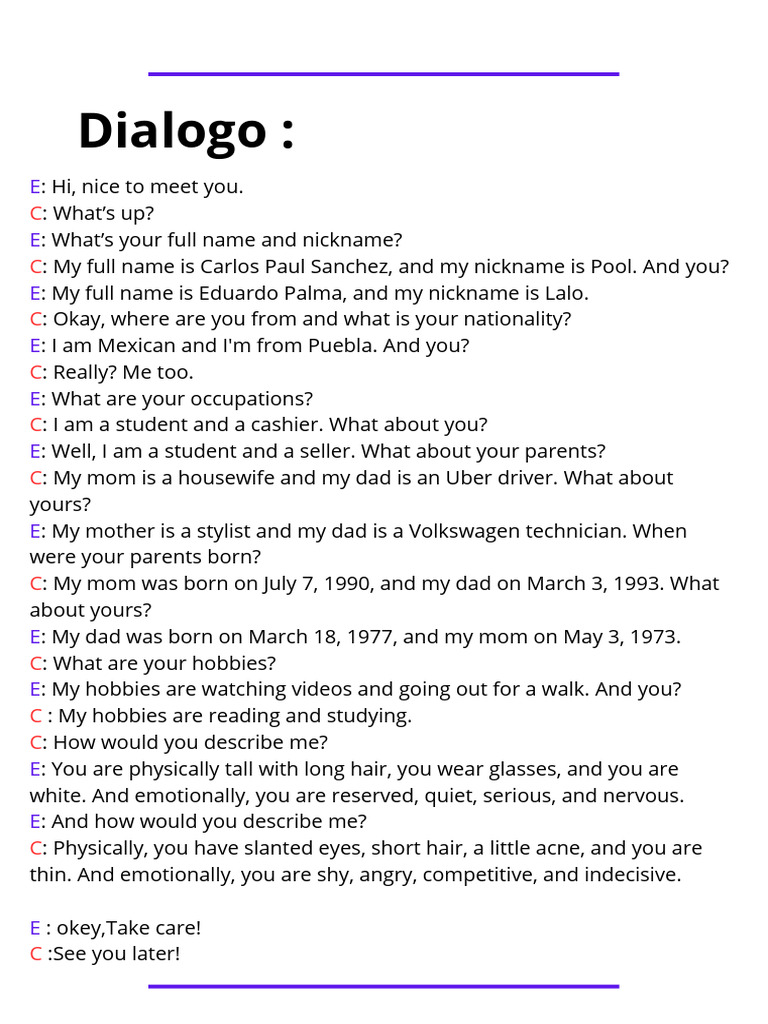 Diálogo Inglés | PDF