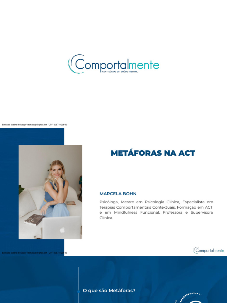 Metáforas Na ACT - Marcela Bohn | PDF | Pensamento | Psicologia
