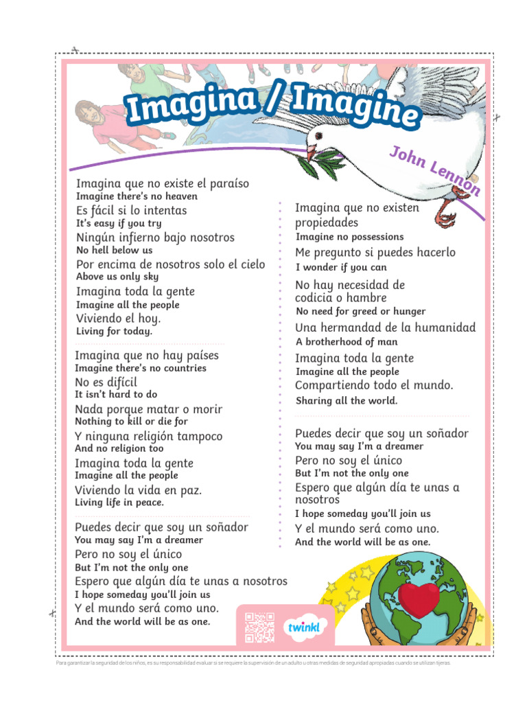 CL A 1721169578 Poster Cancion Imagine John Lennon - Ver - 1 | PDF ...