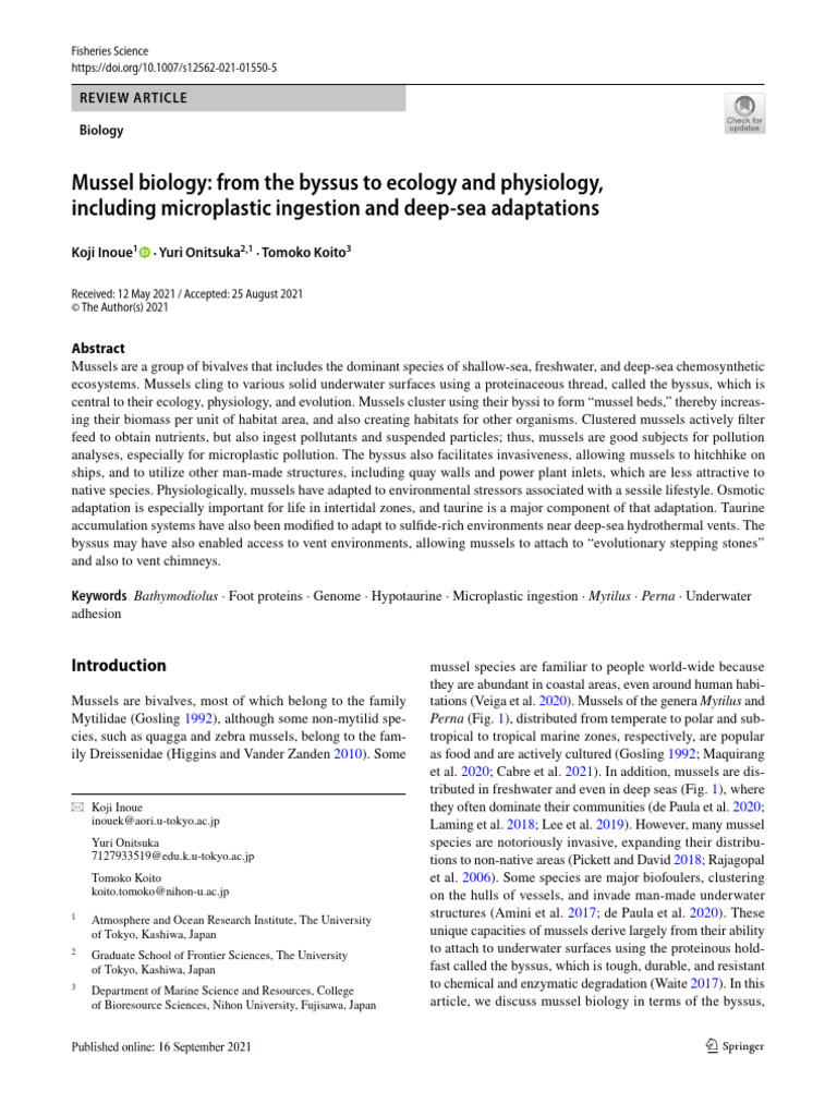 Mussel Biology From The Byssus To Ecology and Phys | PDF | Hydrothermal ...