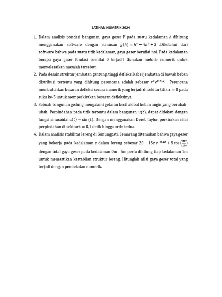 Latihan Numerik 2024 | PDF | Sains & Matematika | Teknologi & Rekayasa