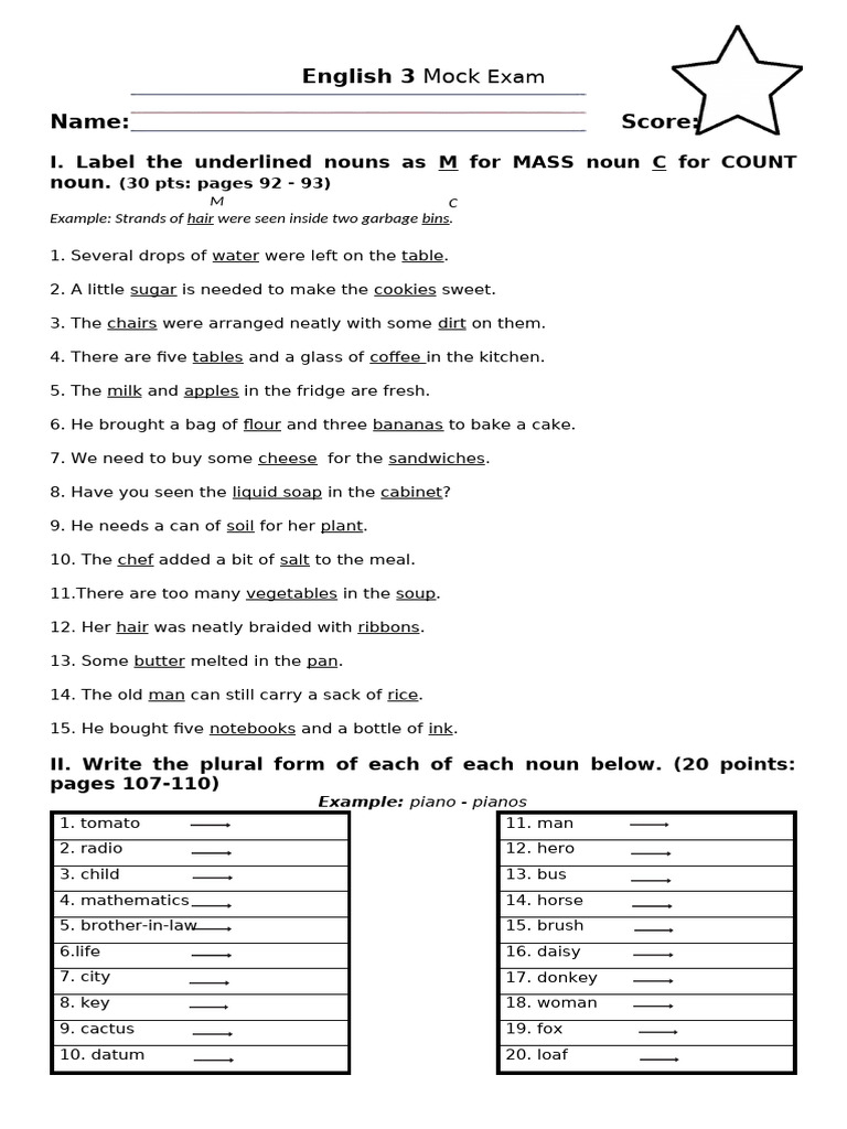 English-3-Mock-Exam | PDF | English Language | Linguistics