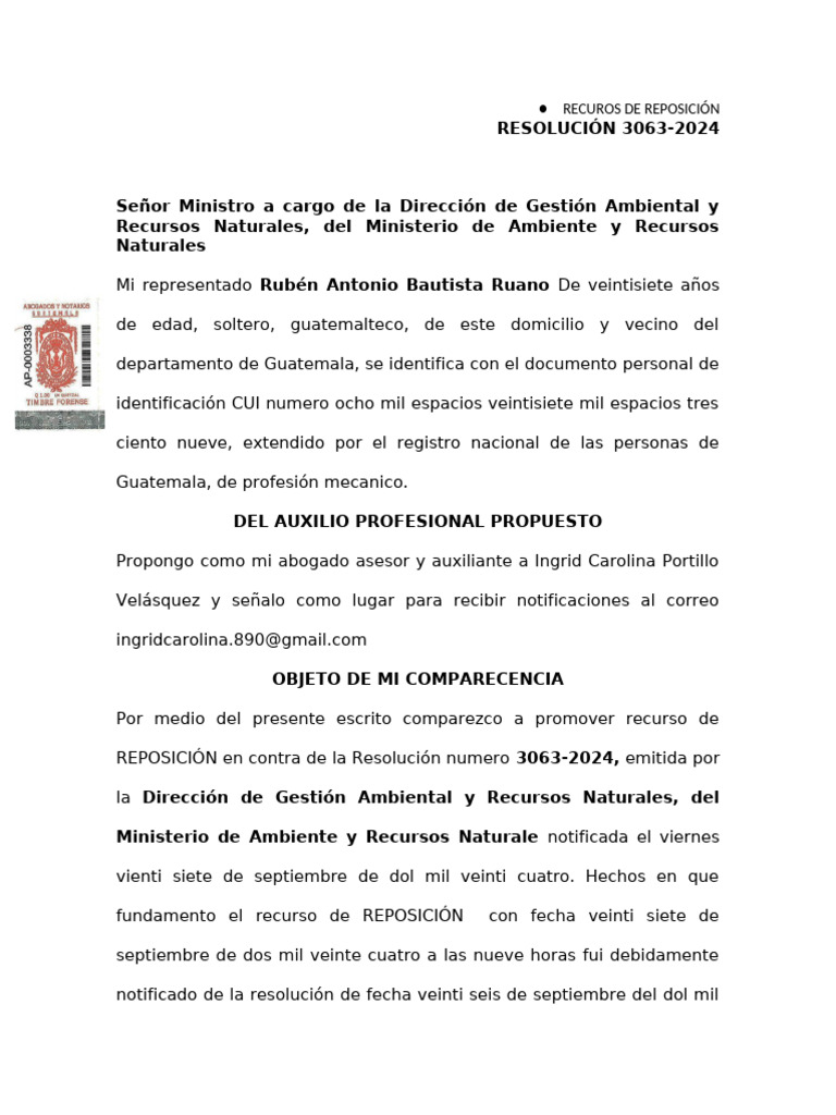 Recurso de Reposicion | PDF | Guatemala