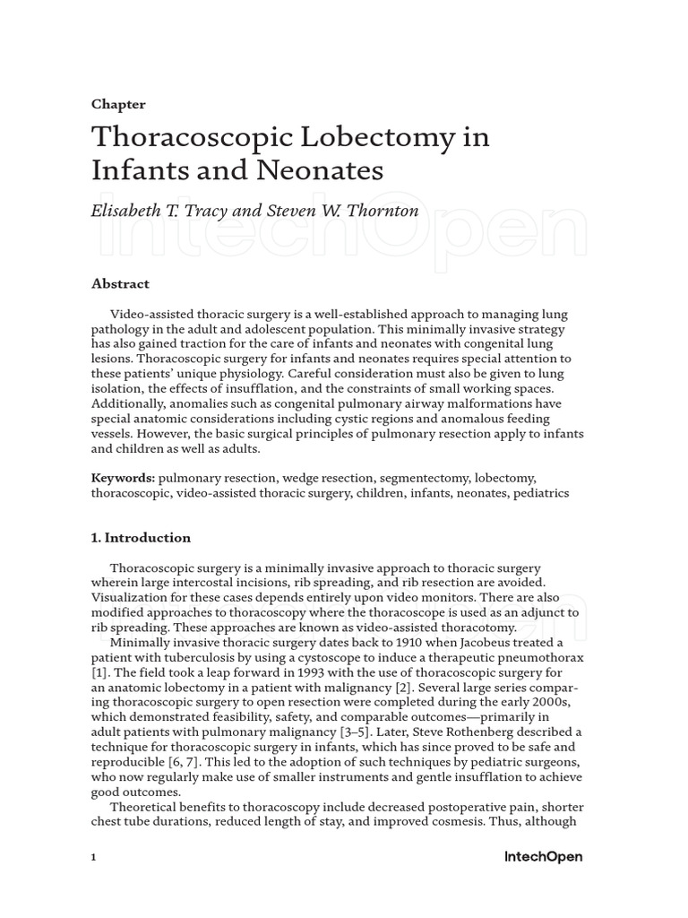 Thoracoscopic Lobectomy in Infants | PDF | Surgery | Lung