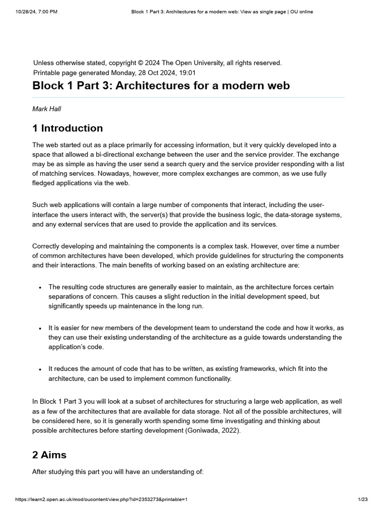 Block 1 Part 3 - Architectures For A Modern Web - View As Single Page ...