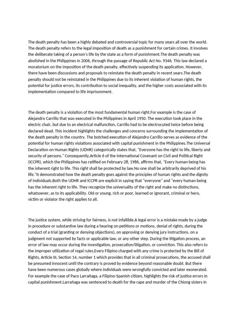 Death Penalty paperWPS Office | PDF | Capital Punishment | Human Rights