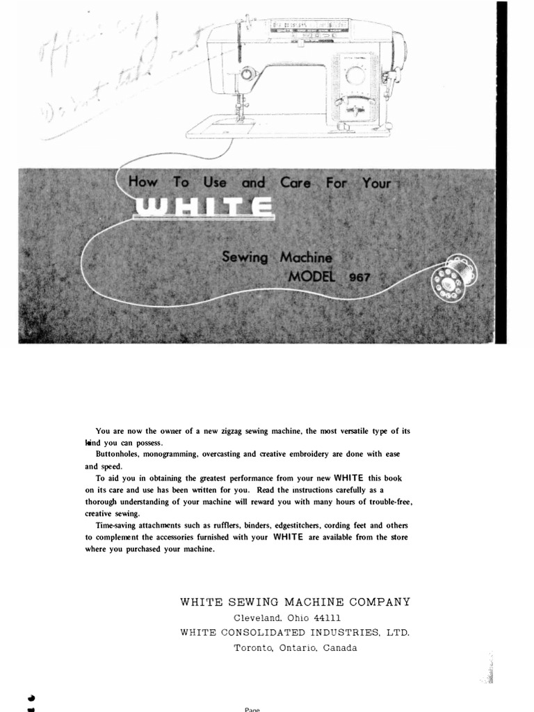White Zigzag Sewing Machine Manual | PDF | Seam (Sewing) | Sewing Machine