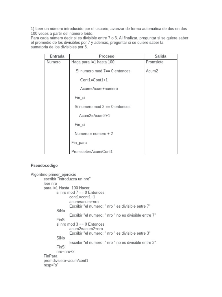 Primer Ejercicio | PDF | Informática | Ciencias de la Computación