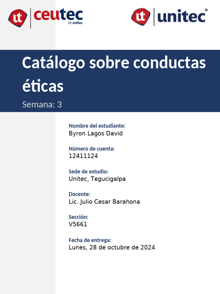 Catalago Sobre Conductas Eticas, 12411124 Byron Lagos | PDF | Amor