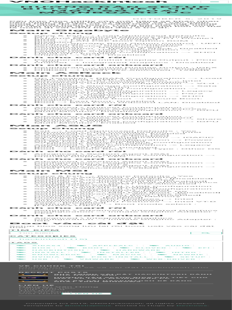 Hướng Dẫn Setup Bios Chi Tiết Cho Một Số Loại Mainboard PC | PDF