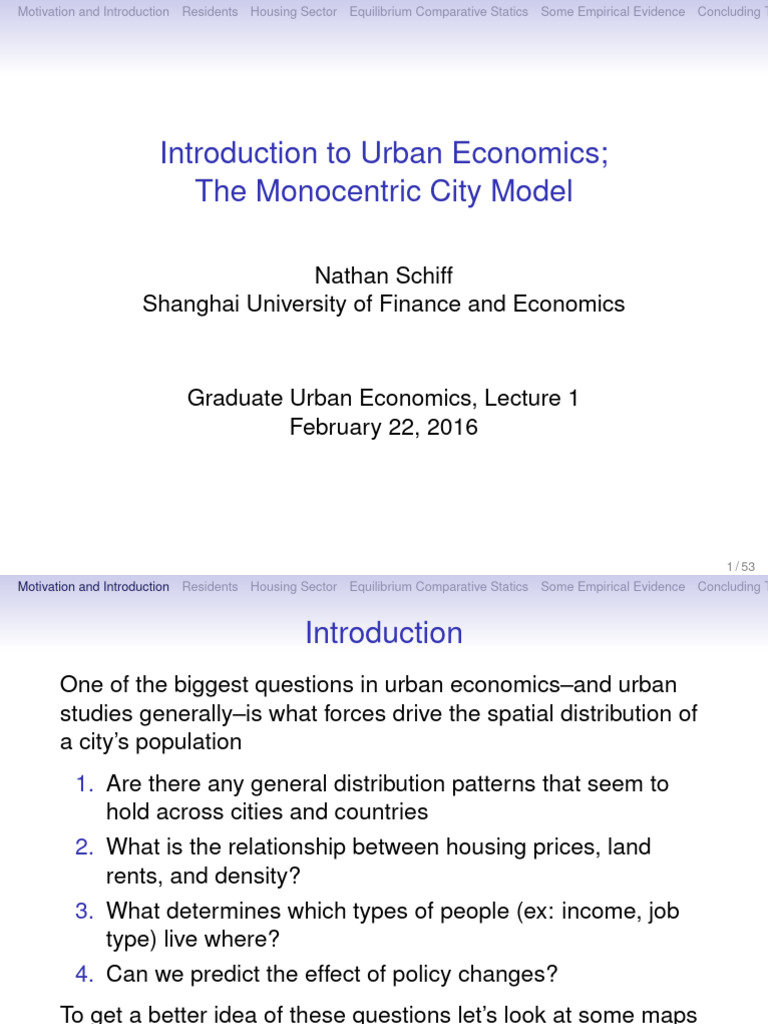 Monocentric City Lecture HANDOUT | PDF | Economic Equilibrium ...
