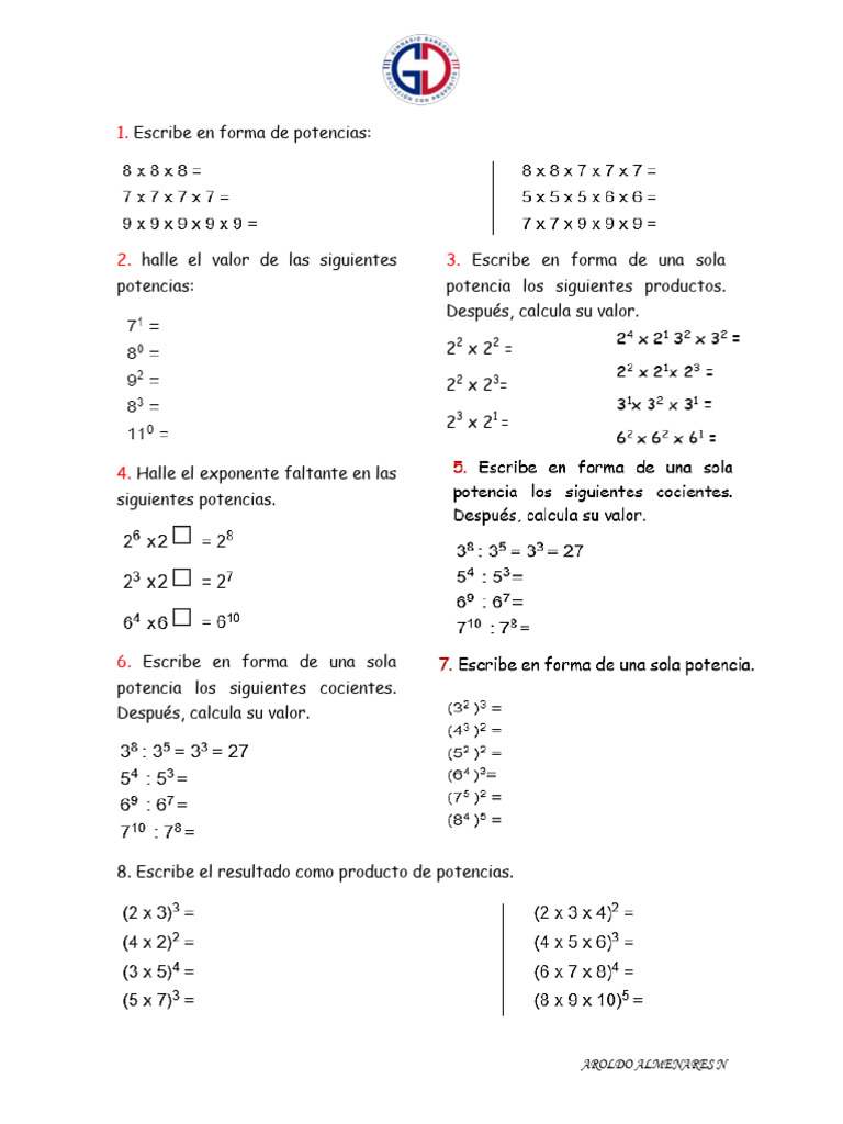 Matematica Potencias | PDF