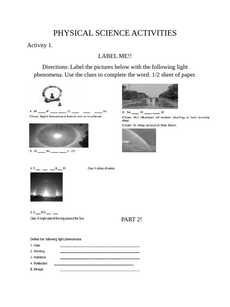 Phy Sci Day 34 Activities | PDF