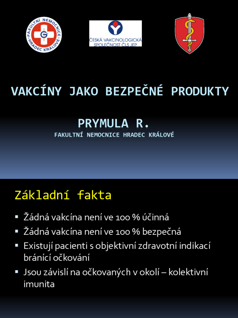 Prof - Prymula - Vakciny Jako Bezpecne Produkty | PDF